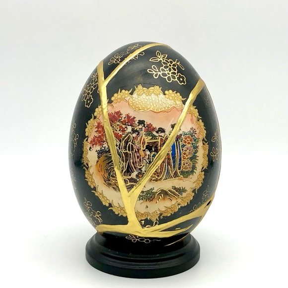 Vintage | Accents | Kintsugi Chinese Egg Satsuma Style Geisha Scene ...